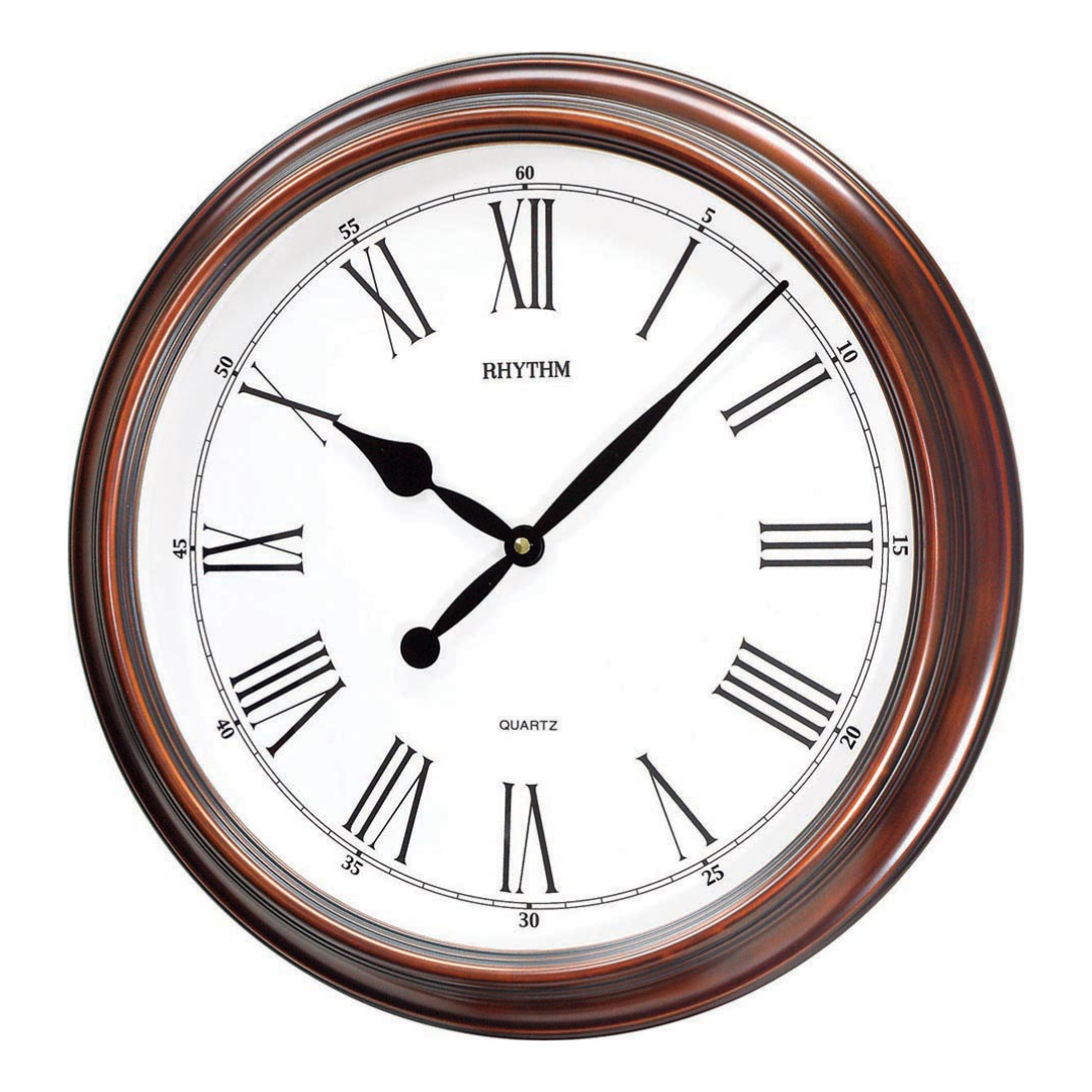 CMG736NR35 Roman Numeral Wood finish Clock – Rhythm Clocks