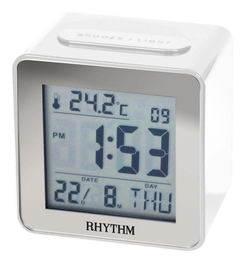 LCT076NR03 White Cube Digital Clock – Rhythm Clocks