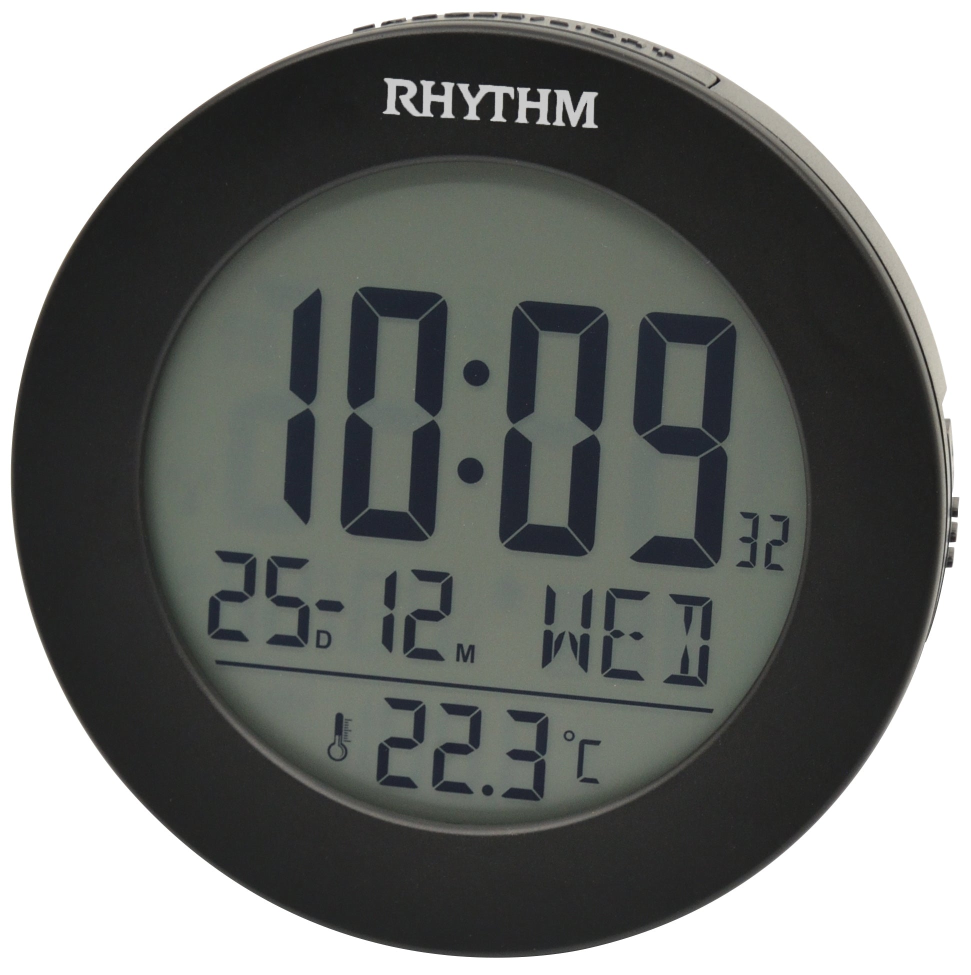 LCT103NR02 Black Circle Digital Clock – Rhythm Clocks
