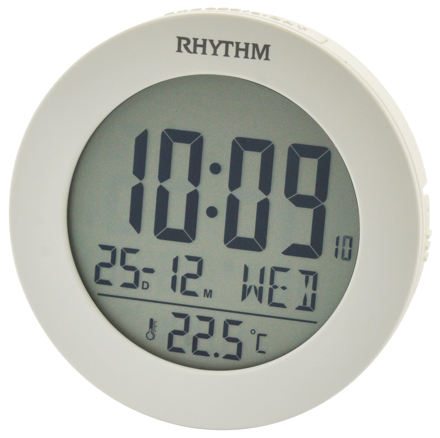 LCT103NR03 White Circle Digital Clock – Rhythm Clocks